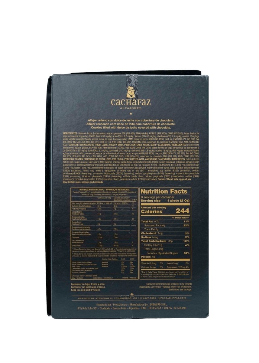 Cachafaz Dark Chocolate Alfajor (Argentinian Cookie) 60g / 360g ...